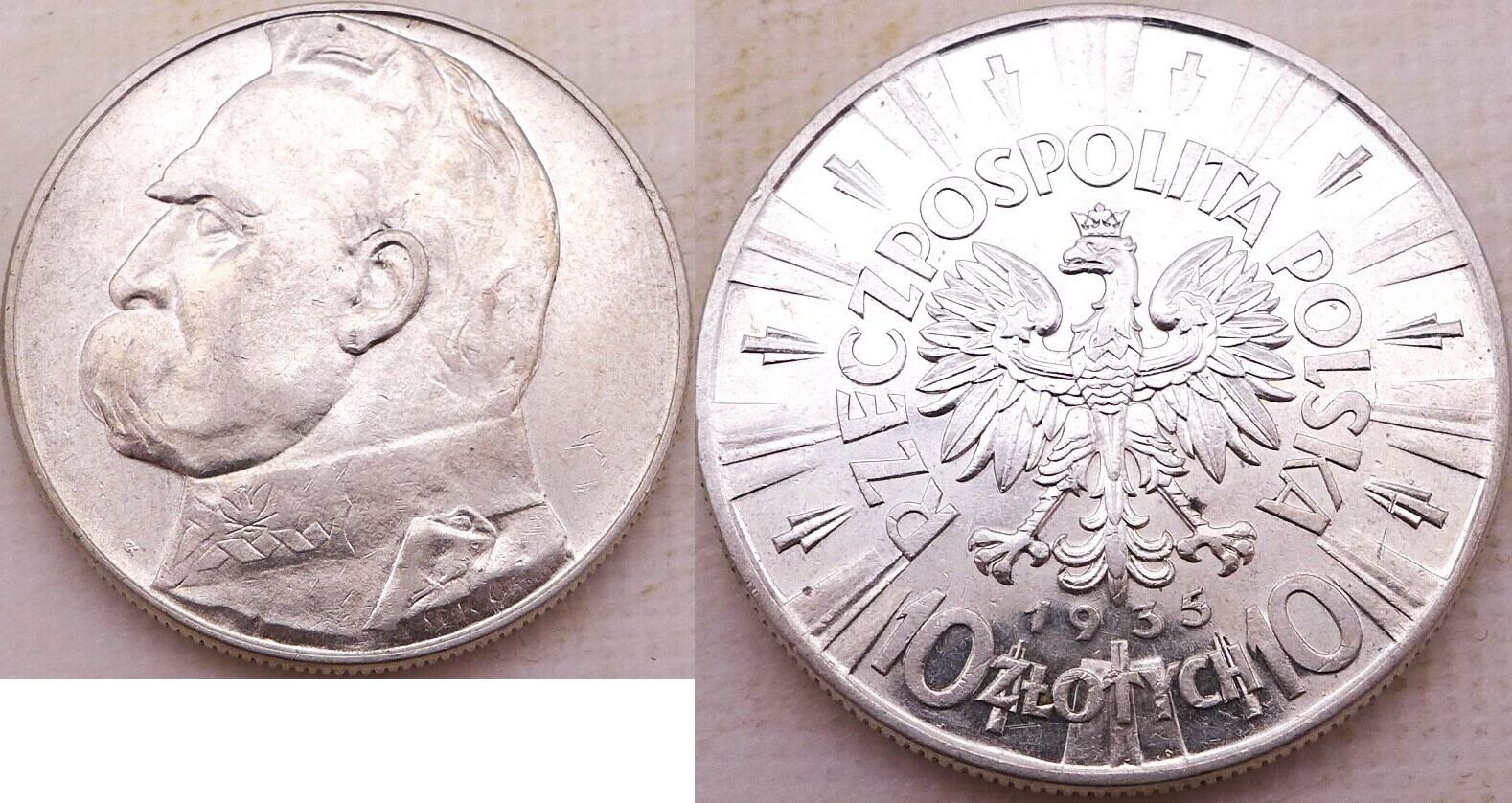 Polen 10 Zloty 1935 Josef Pilsudski Vzgl/stgl,Prachtstück! TOP Erhaltung! | MA-Shops