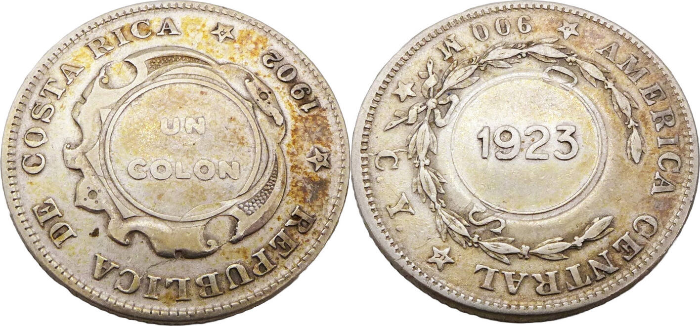 Costa Rica 1 Colon 1902 one Colon SS+,schöne Patina | MA-Shops