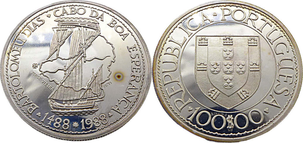 Portugal 100 Escudos 1988 Bartolomeu Dias,1488-1988 Polierte Platte ...