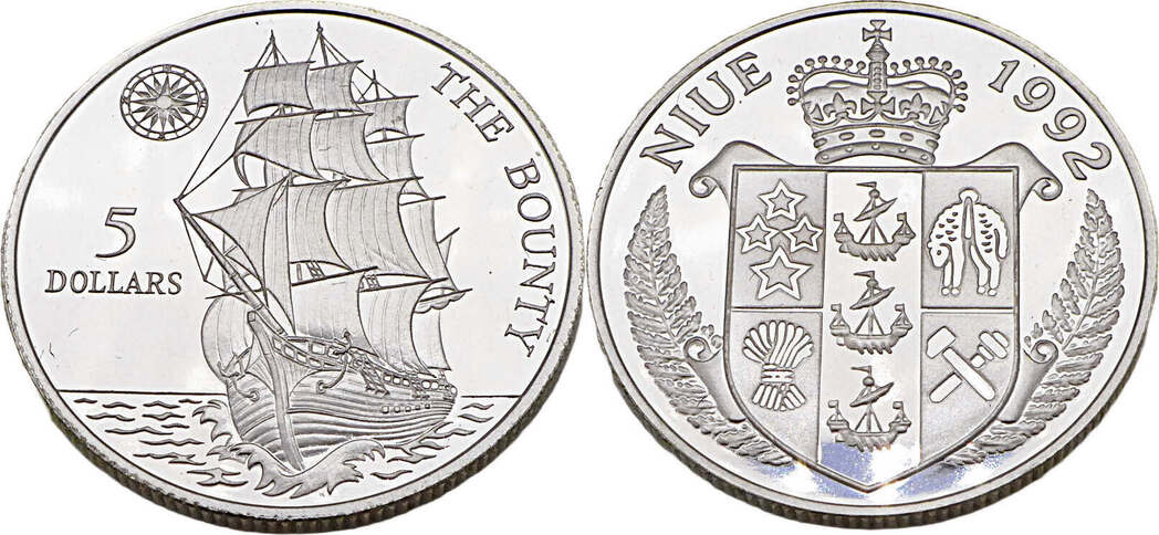 Niue 5 Dollar 1992 Die Bounty Polierte Platte (PP) | MA-Shops