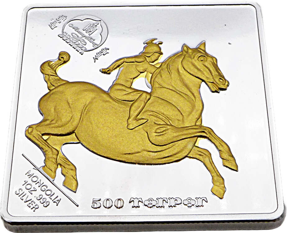 Mongolei 500 Tugrik / 1 OZ Ag 2005 Equestrian-500 Tugrik Polierte ...