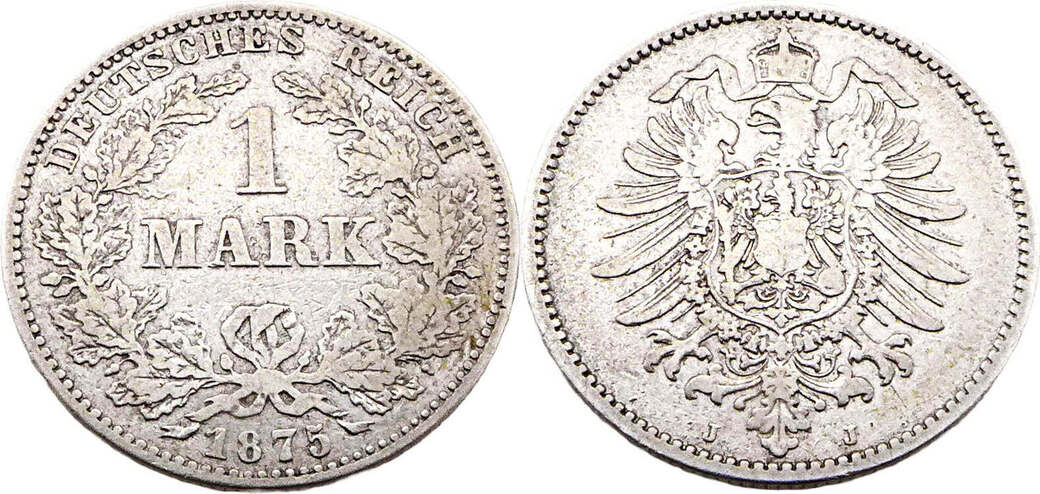 Kaiserreich 1 Mark 1 Reichsmark,J.9,1875 J fast SS | MA-Shops