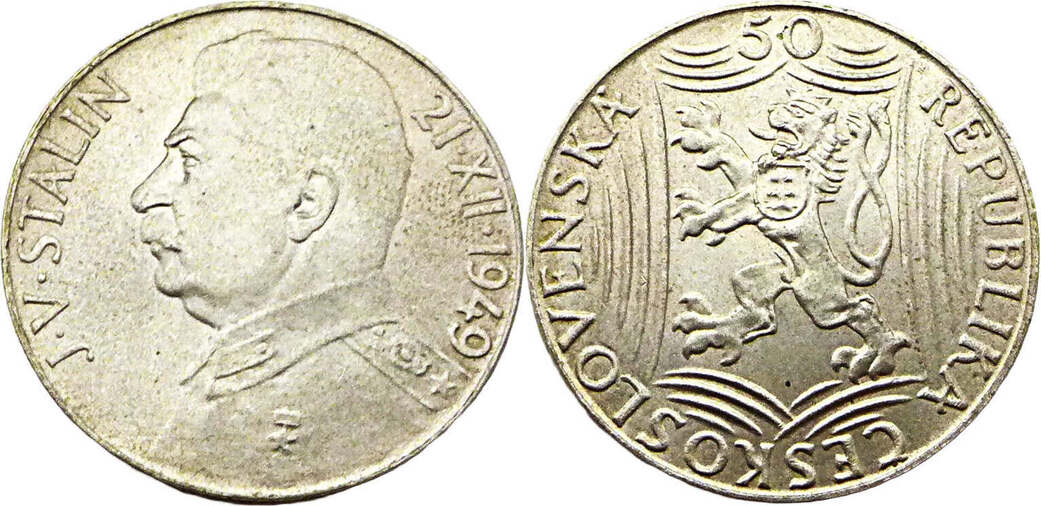 Tschechoslowakei 50 Kronen 1949 70. Geburtstag von Josef Stalin fast Stempelglanz | MA-Shops