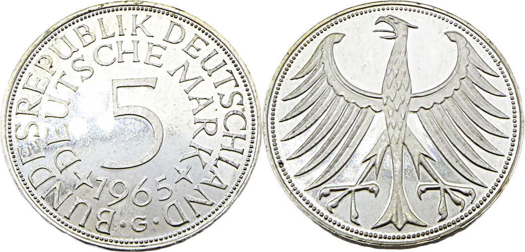 Bundesrepublik Deutschland / BRD 5 Deutsche Mark BRD 5,-DM, J.387 1965 ...