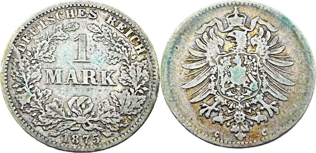 Kaiserreich 1 Mark Eine Mark,1875 C fast SS | MA-Shops