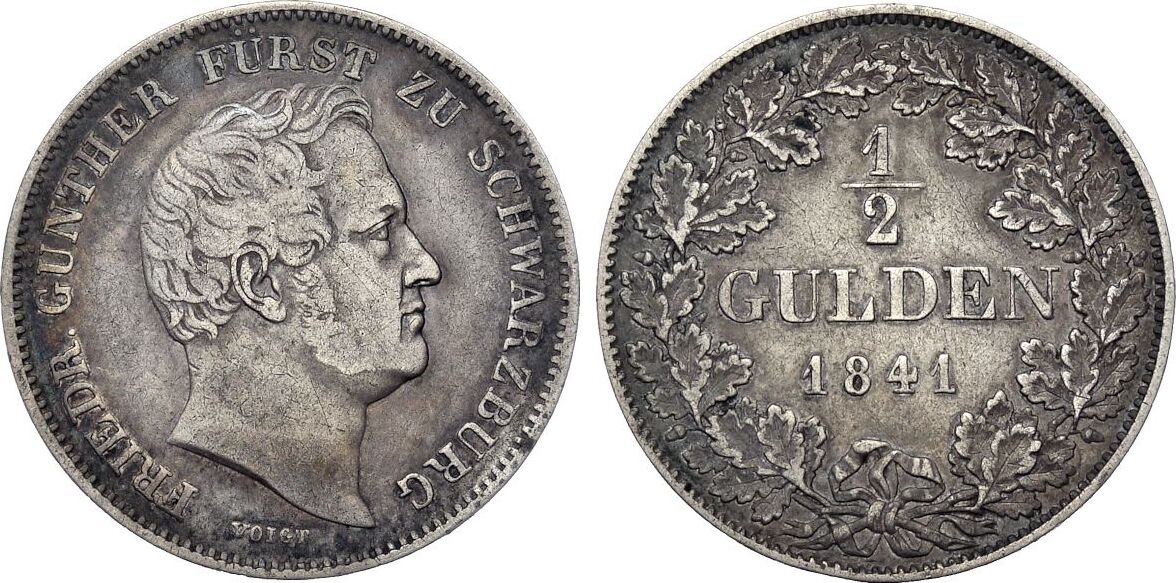 Schwarzburg-Rudolstadt 1/2 Gulden 1841 Friedrich Günther 1807 - 1867 ss ...