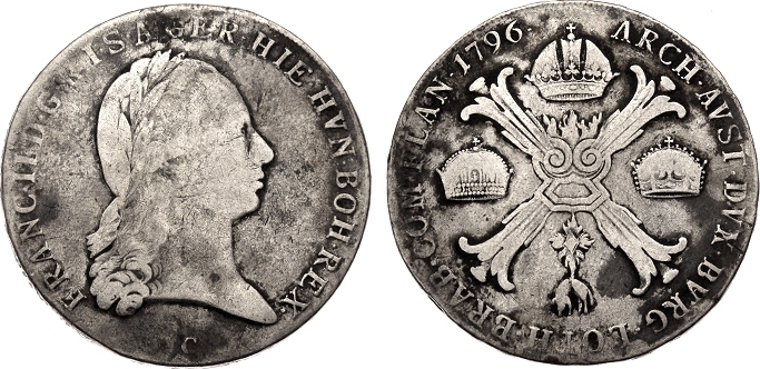 Habsburg Kronentaler 1796 C Franz II.(I.) 1792-1835. f.ss | MA-Shops