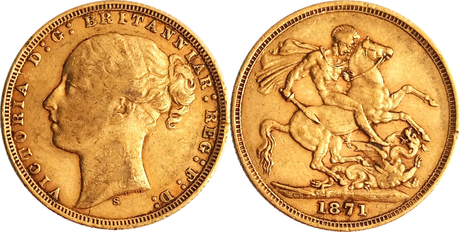 1871-S Gold Sovereign, Australia, Scarce Date Extra Fine | MA-Shops