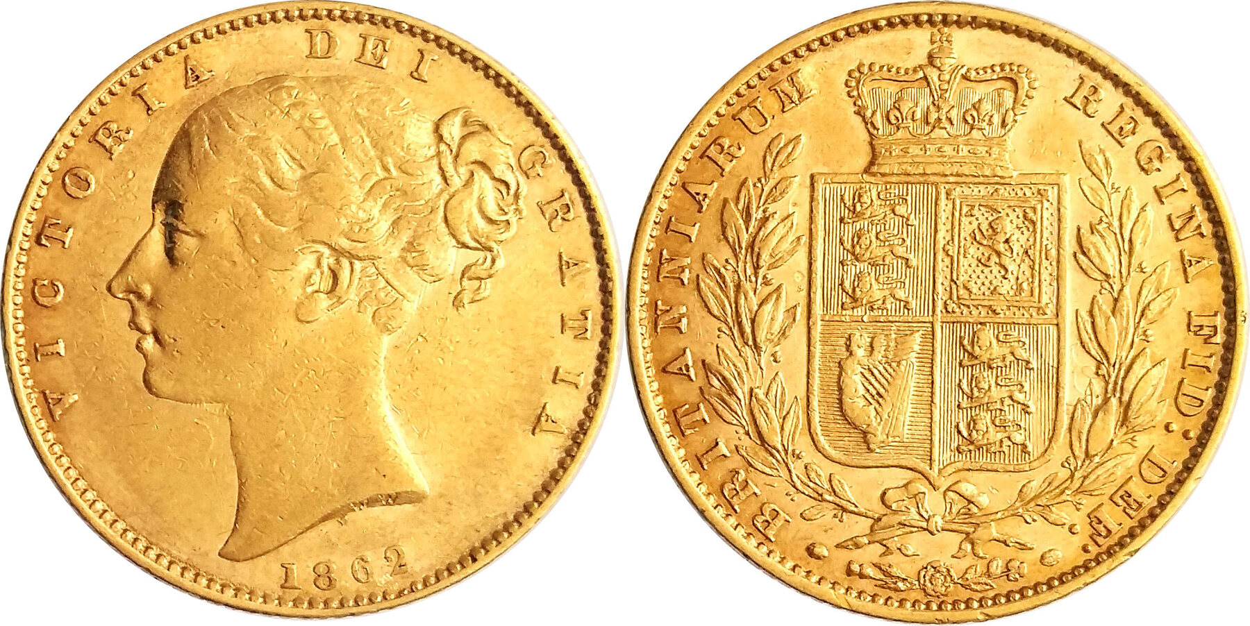 1862 Gold Sovereign, Great Britain, Scarce Date Extra Fine | MA-Shops