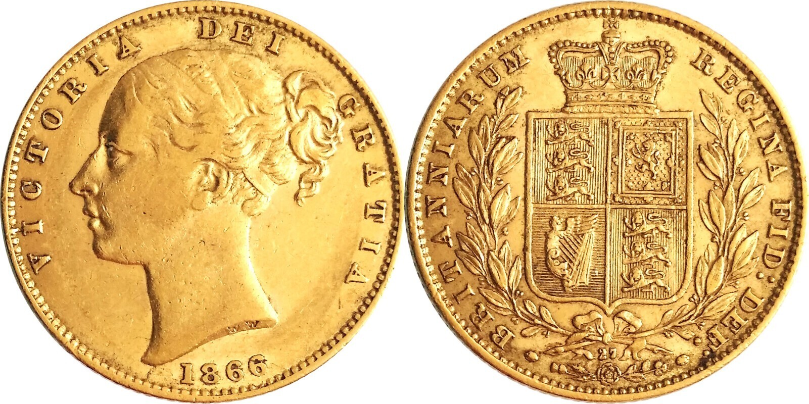 1866 Gold Sovereign Die Number 27, Great Britain, Scarce Extra Fine | MA-Shops