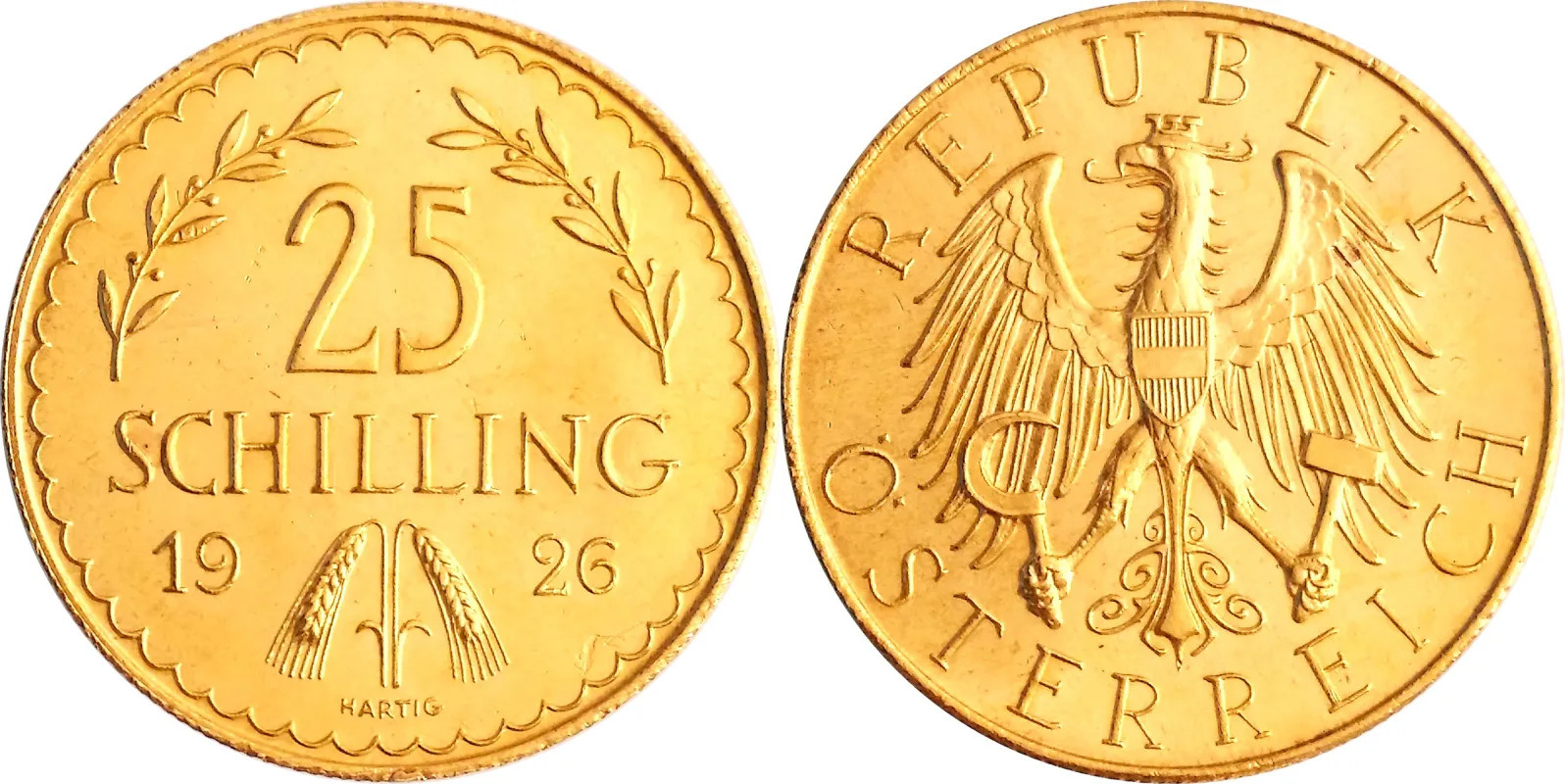 1926 Gold 25 Shilling, Austria Uncirculated | MA-Shops