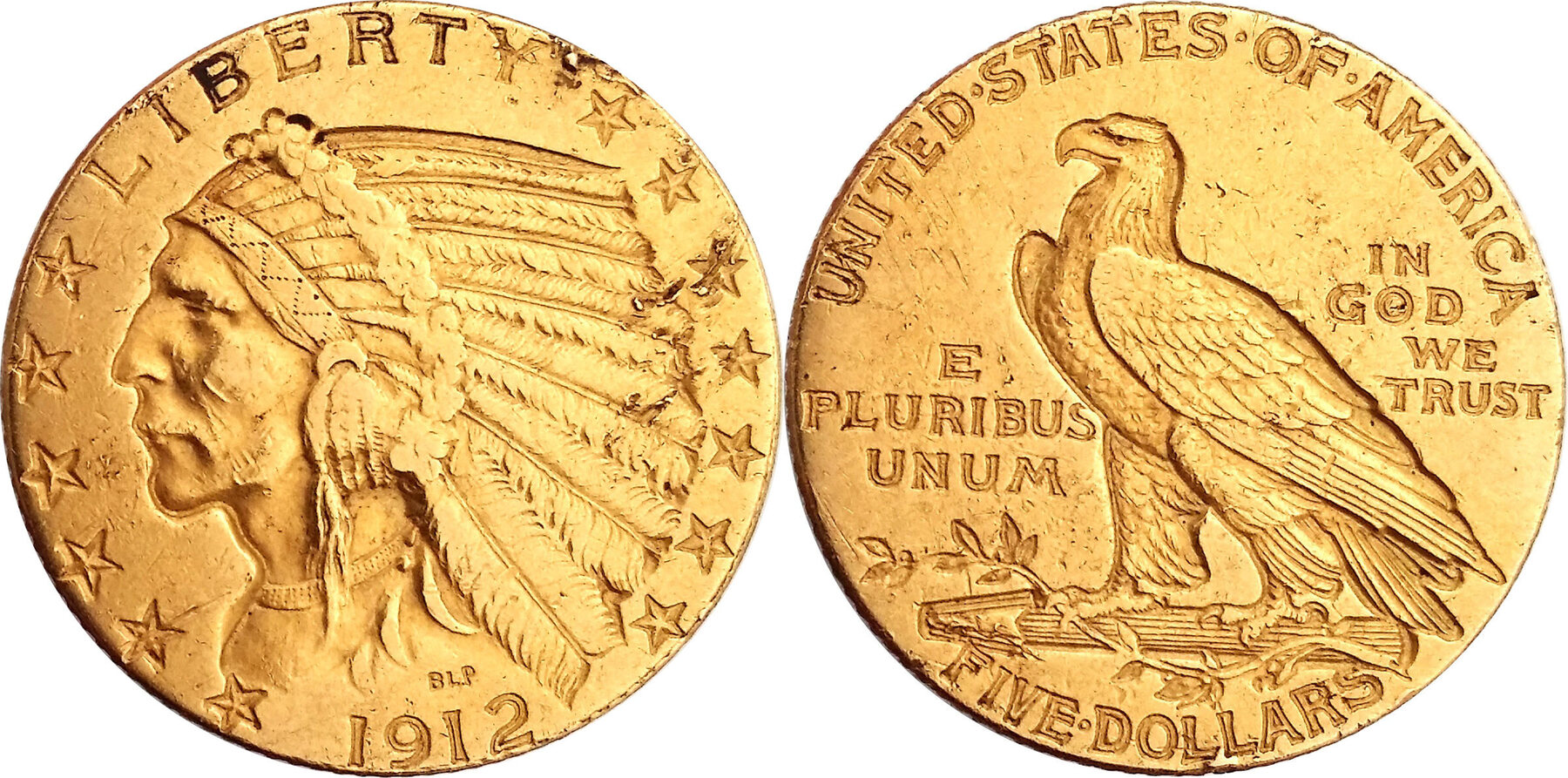 United States 5 Dollars 1912 Gold 5 Dollar Indian Head Vereinigte ...
