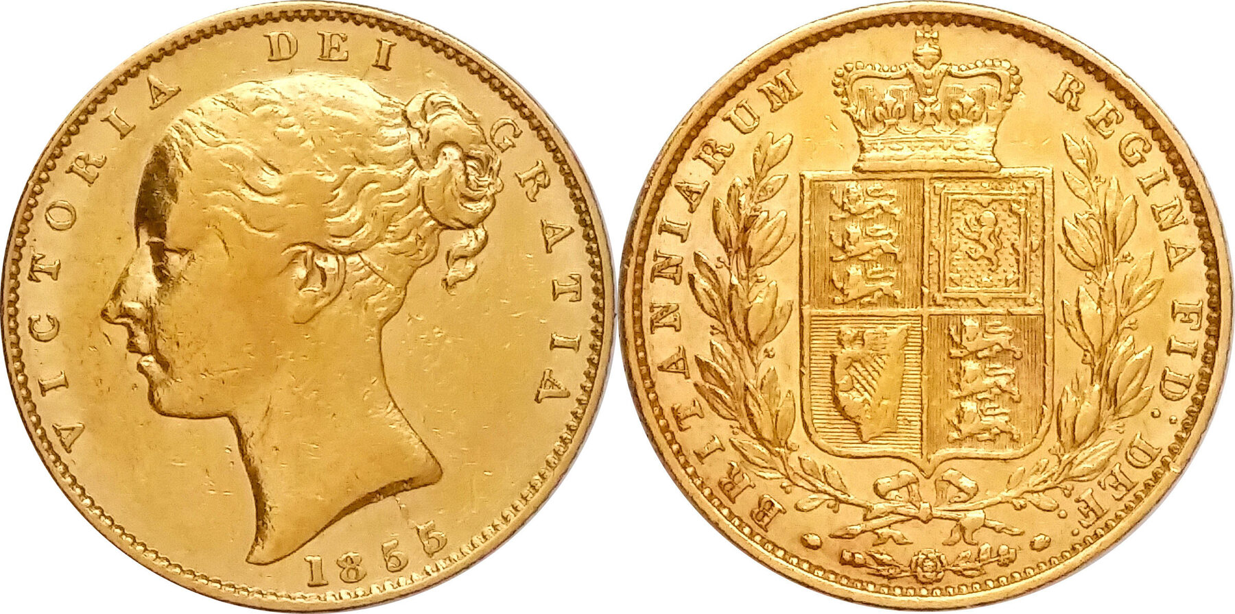1855 Gold Sovereign Shields, Great Britain Very Fine | MA-Shops