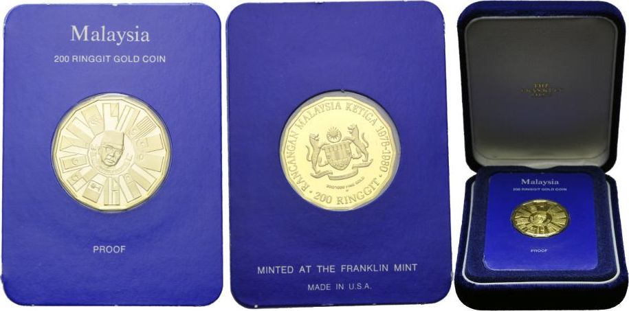 Malaysia, 200 Ringgit 1976, 3. Fünfjahrplan 1976-1980, Orig.-Etui ...