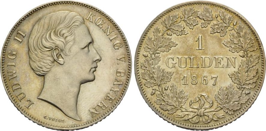 Bayern, 1 Gulden 1867, Ludwig II., 1864-1886, vz+ | MA-Shops