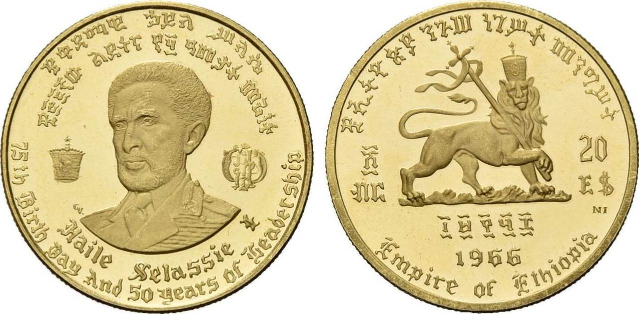 Äthiopien, 20 Birr 1958/1966, Haile Selassie, 1941-1974, offene PP | MA ...