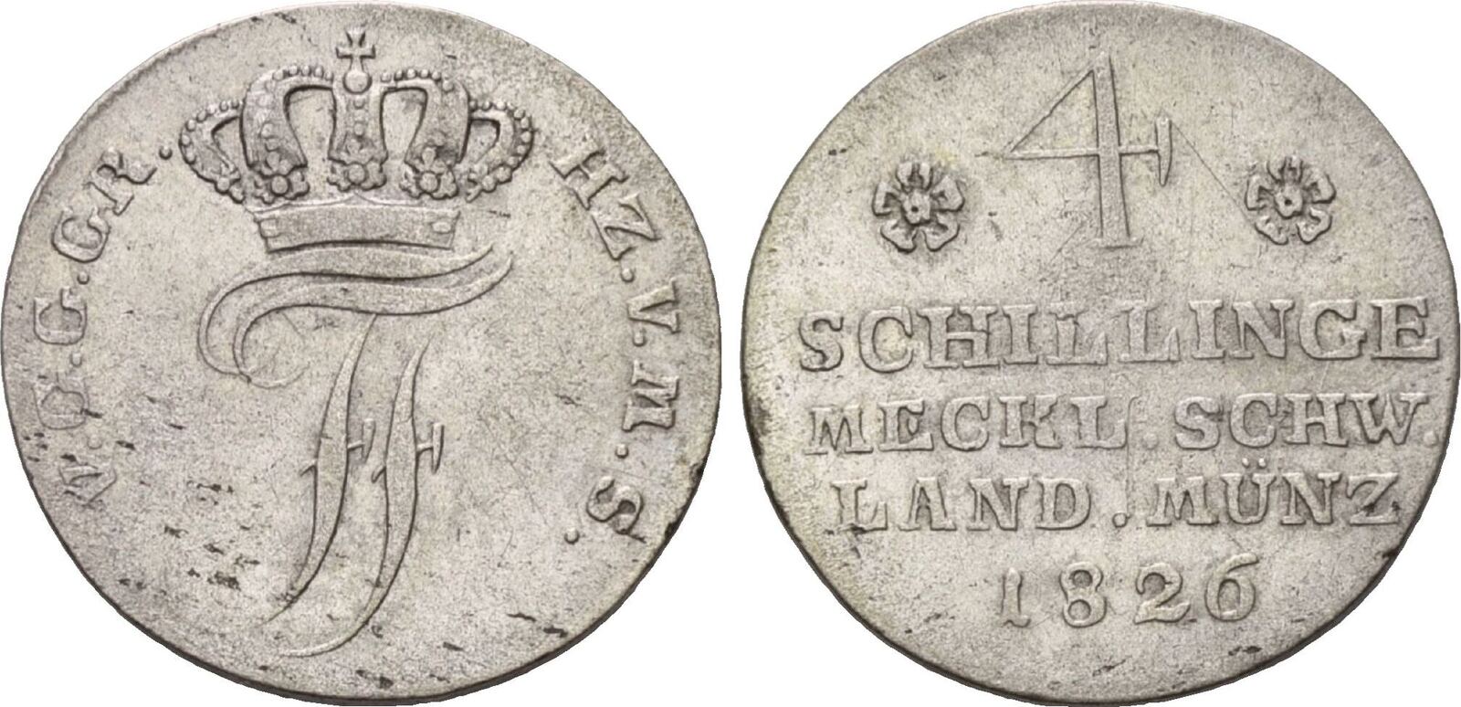 Mecklenburg-Schwerin, 4 Schilling 1826, Friedrich Franz I., 1785-1837, ss | MA-Shops