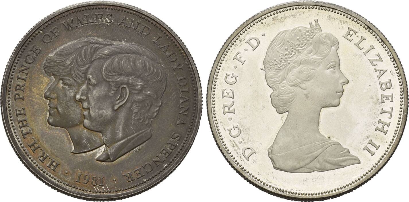 Großbritannien, 1 Crown 1981, Gedenkprägung zur Hochzeit Charles und ...