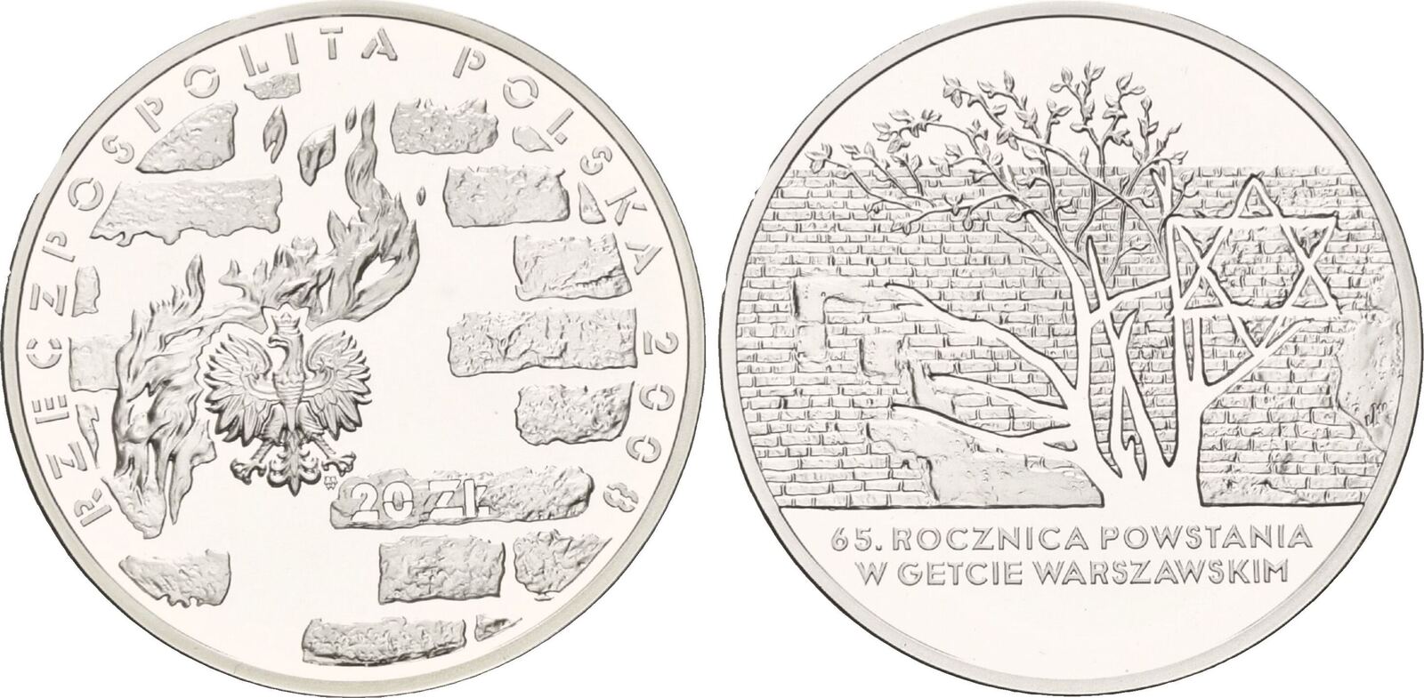 Polen, 20 Zlotych 2008, 65 Jahre Warschauer Ghetto, PP | MA-Shops