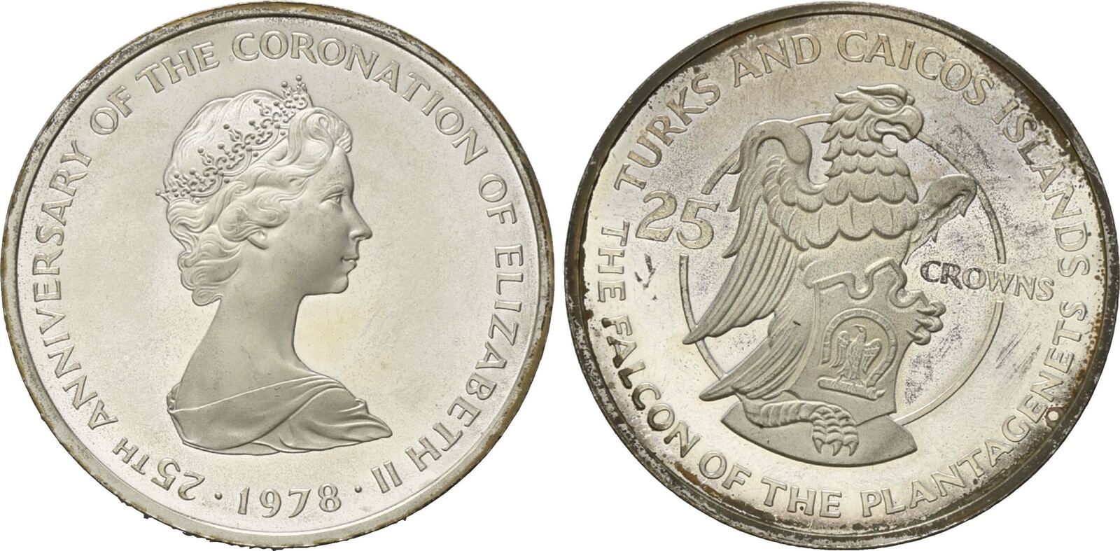 Turks-und Caicos-Inseln, 25 Crowns 1978 25. Thronjubiläum Elisabeth II ...