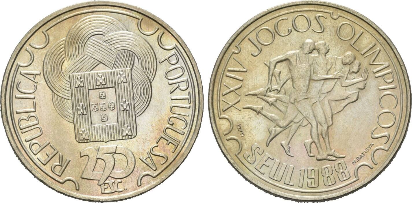 Portugal, 250 Ecudos 1988, Olympiade in Seoul - Sprinter, ss-vz | MA-Shops
