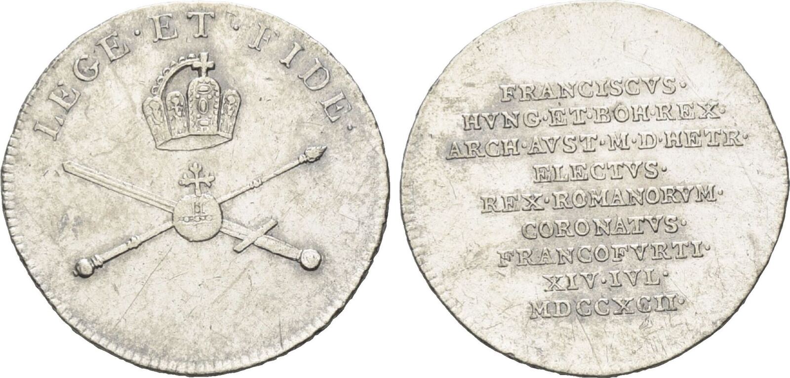 Habsburg, Silberjeton 1792, Franz II. (I.), 1792-1835, Krönung zu Frankfurt, ss-vz | MA-Shops