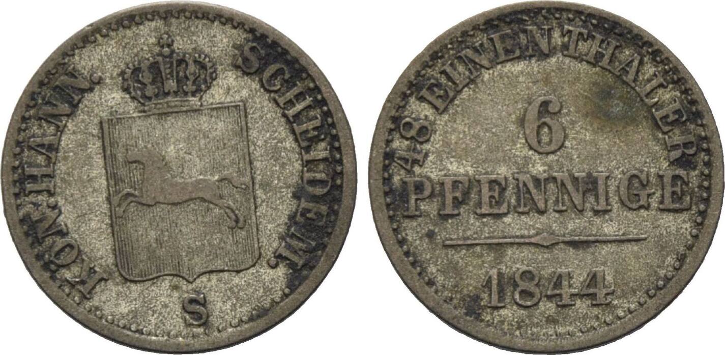 Hannover, 6 Pfennig 1844 S, Ernst August, 1837-1851, ss | MA-Shops