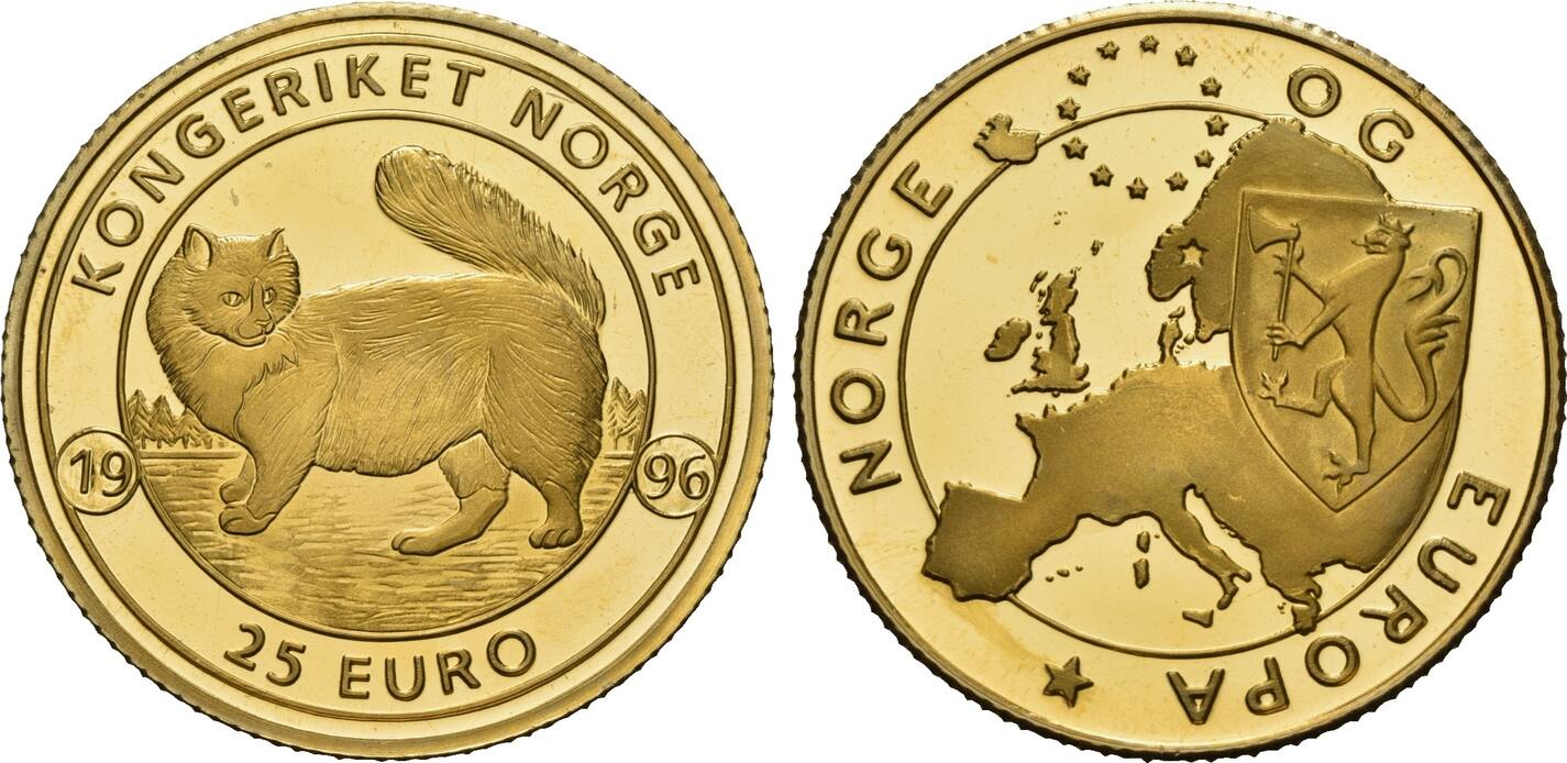 Norwegen, 25 Euro 1996, Katze, Kapsel, PP | MA-Shops