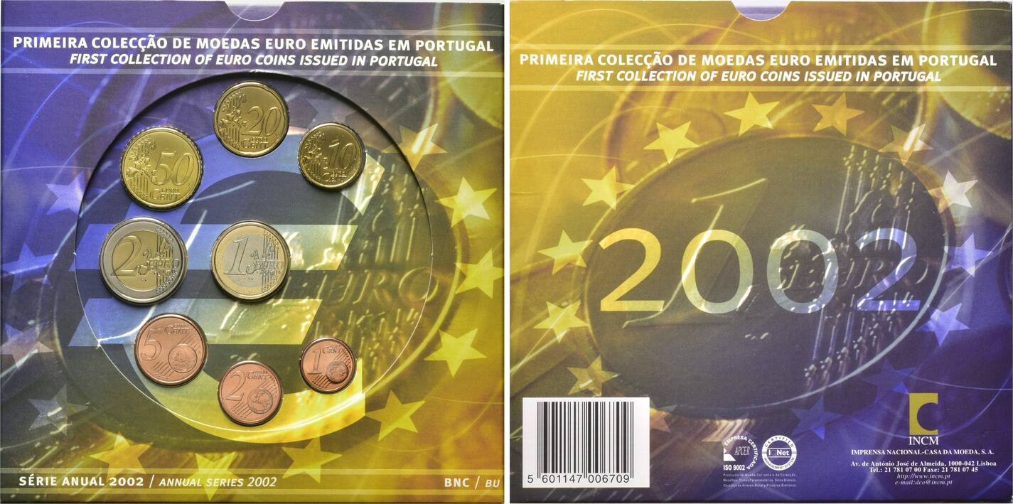 Portugal, 3,88 Euro 2002, Kursmünzensatz, Erste Euro Ausgabe, unz. | MA ...