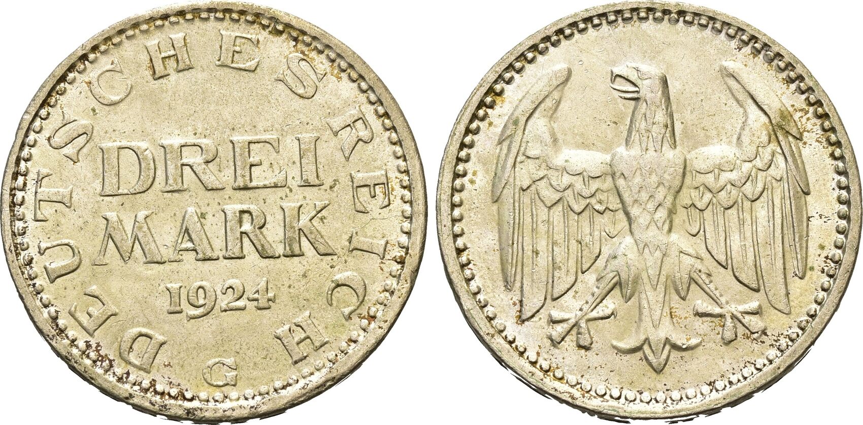 Weimarer Republik, 3 Mark 1924 G, vz-st | MA-Shops