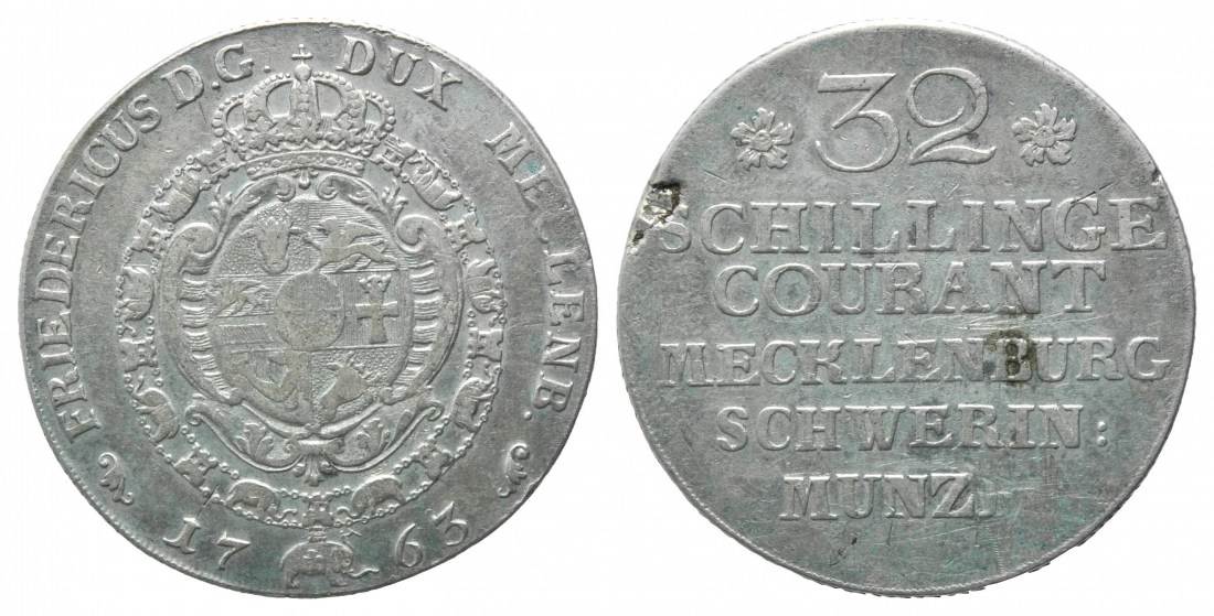 Mecklenburg-Schwerin, 32 Schilling 1763, Friedrich, 1756-1785, ss | MA-Shops