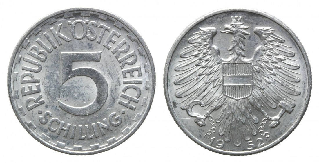Österreich, 5 Schilling 1952, Zweite Republik, seit 1945, st | MA-Shops