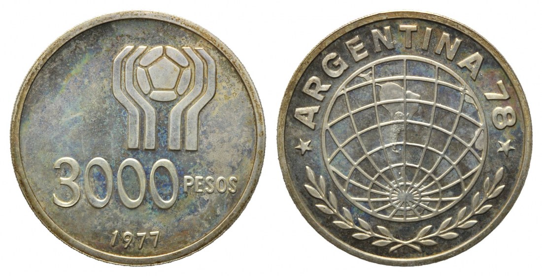 Argentinien, 1000-3000 Pesos (3 Stk.) 1977/78, Fußball ...