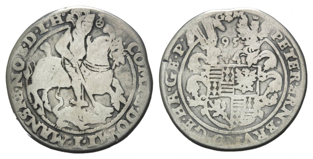 Mansfeld, Vorderortlinie Friedeburg, Taler 1595 GM, Peter Ernst, Bruno ...
