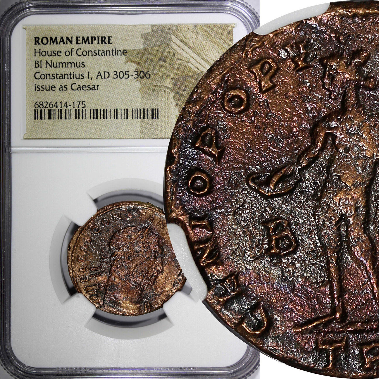 305 AD ROMAN Constantius I as Caesar AD 305-306 BI Nummus / Genius ...