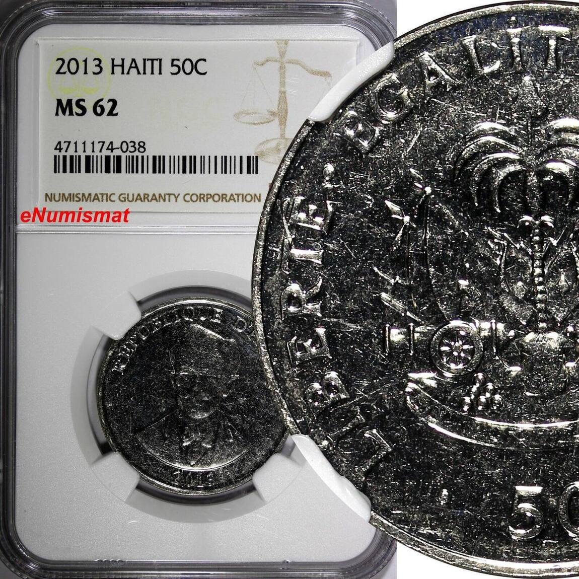 50 Centimes Haiti 2013 NGC MS62 Charlemagne Peralte KM# 153a (038) | MA-Shops