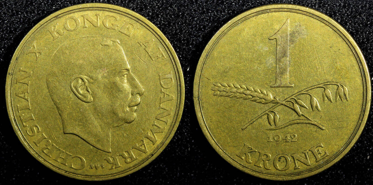 1 Krone Denmark Christian X Aluminum-Bronze 1942 NS WWI Issue KM# 835 (23 592) Uncertified | MA ...