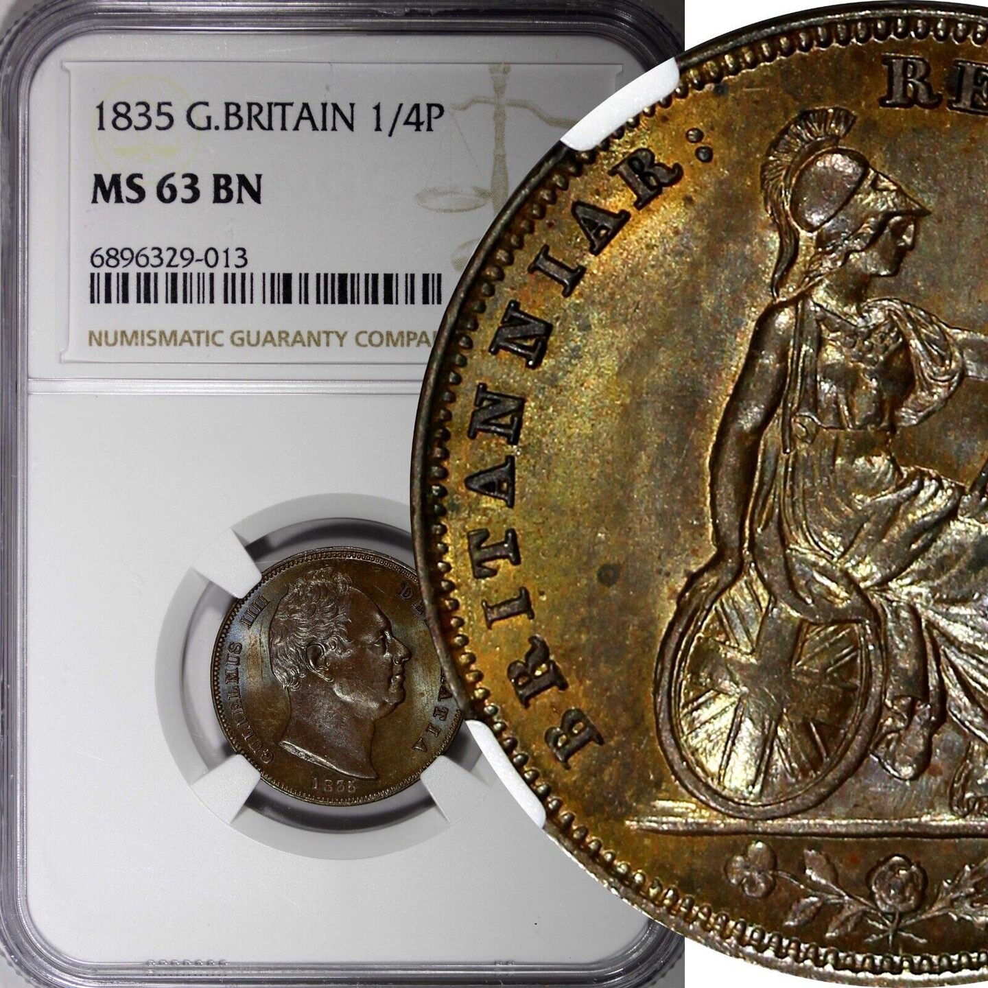 United Kingdom 1835 Farthing 1835 GREAT BRITAIN William IV Copper NGC ...