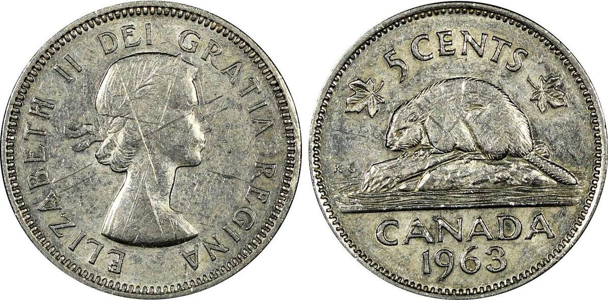 Unknown 5 Cents Canada Elizabeth II 1963 KM# 57 (21 550) Uncertified | MA-Shops