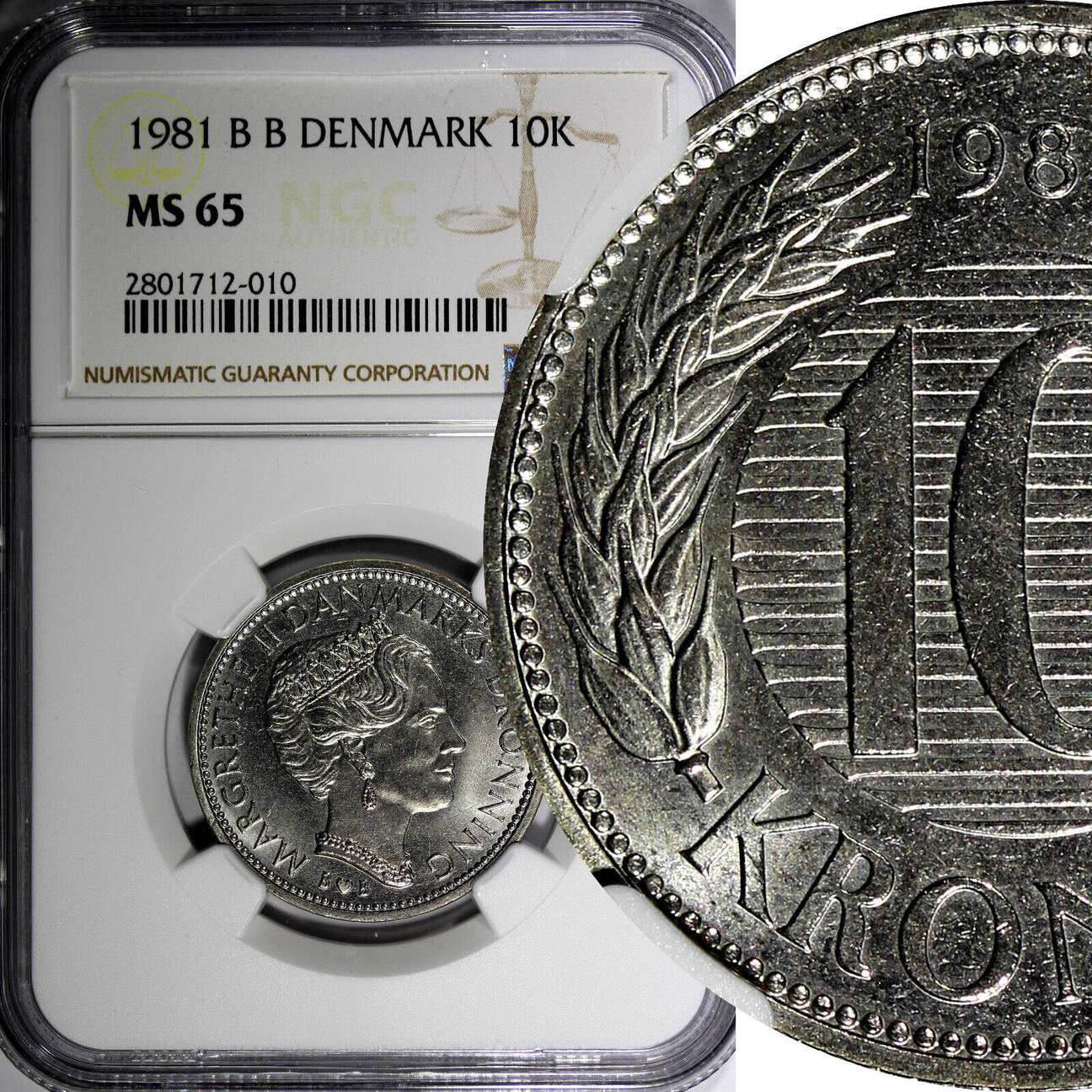 10 Kroner DENMARK 1981 BB NGC MS65 Better Date TOP GRADED BY NGC ! KM# 864.1 (0) | MA-Shops