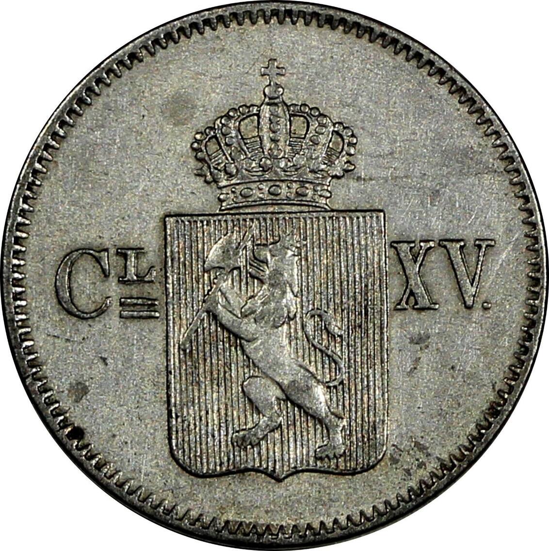 3 Skilling Norway Carl XV Silver 1868 with Rosettes KM# 330.1 (20 704 ...