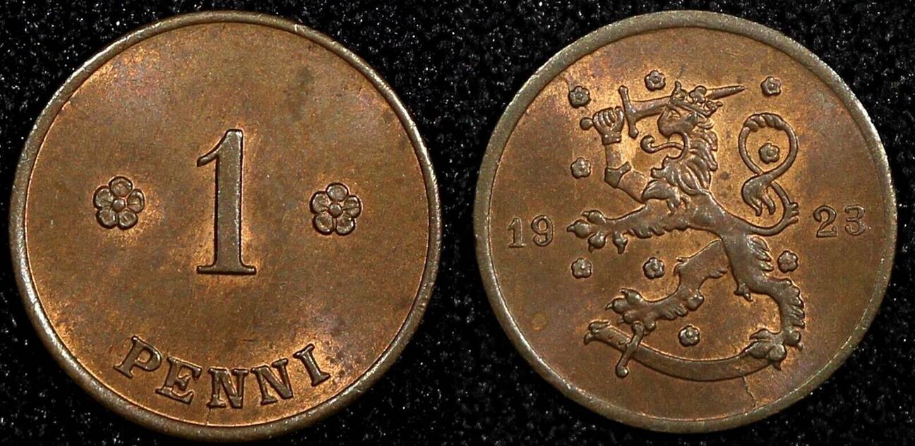 1 Penni FINLAND Copper 1923 UNC KM# 23 (24 156) unz | MA-Shops