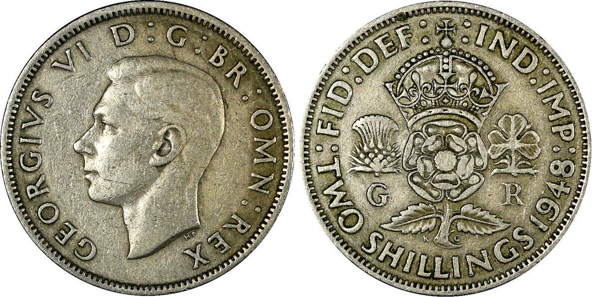 1948 Florin 1948 Great Britain George VI 2 Shillings 28.5mm KM# 865 (21 ...