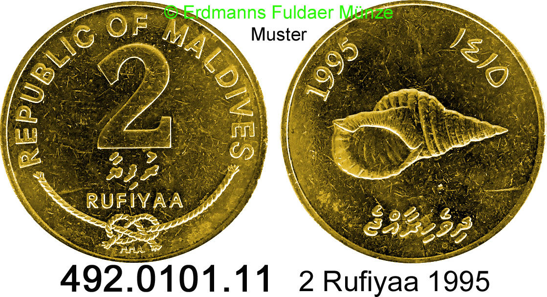 Maldive Islands Malediven 2 Rufiyaa 1995 *A34 KM88 Tritonshorn unc | MA ...