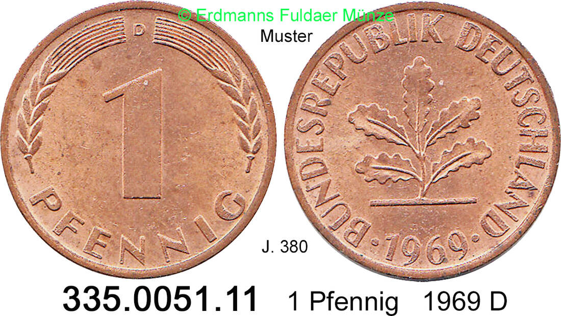 Deutschland BRD 1 Pfennig 1969D. . J.380. 335.0051.11 unc | MA-Shops