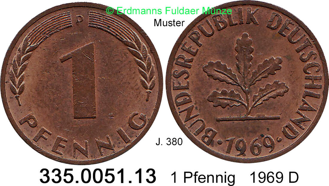 Deutschland BRD 1 Pfennig 1969D. . J.380. 335.0051.13 ss | MA-Shops