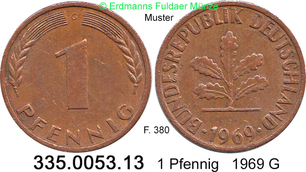 Deutschland BRD 1 Pfennig 1969G. . J.380. 335.0053.13 ss | MA-Shops