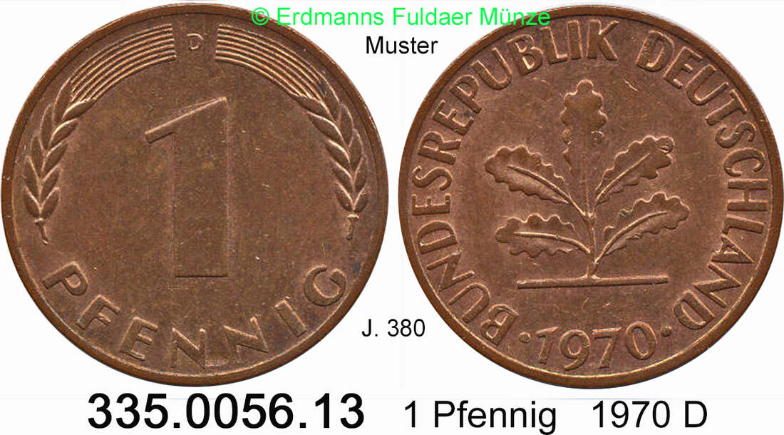 Deutschland BRD 1 Pfennig 1970D. . J.380. 335.0056.13 ss | MA-Shops