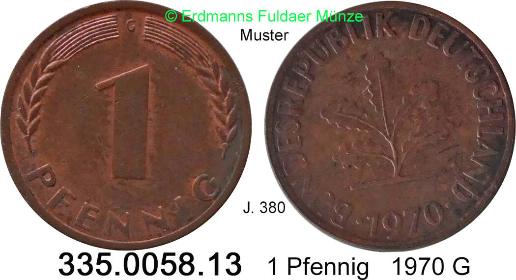 Deutschland BRD 1 Pfennig 1970G. . J.380. 335.0058.13 ss | MA-Shops