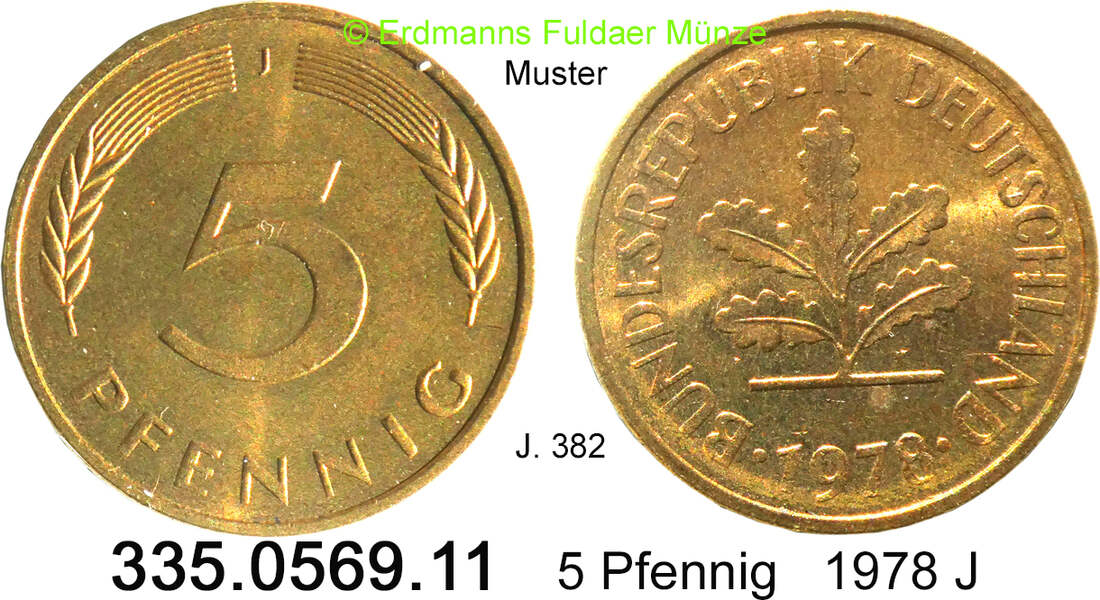 BRD 5 Pfennig 1978J J.382. 335.0569.11 unc | MA-Shops